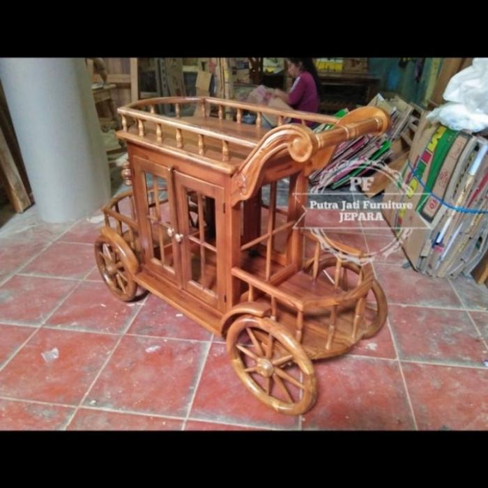 Jual Meja dorong /Troli untuk rumah makan /cafe restoran kayu jati ...