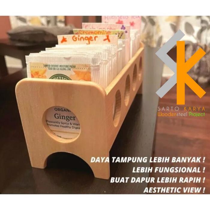 Jual Rak Bumbu Dapur Kemasan Sachet Kayu Aesthetic / Rak Kopi Sachet ...