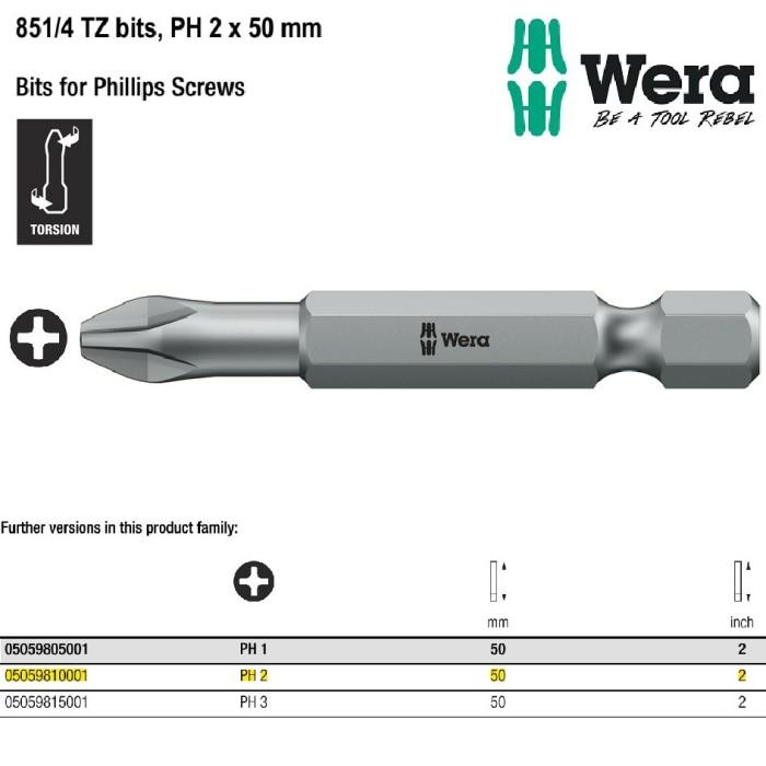 Jual Mata Obeng Plus PH 2 x 50 mm Wera 05059810001 Philips Bits ...