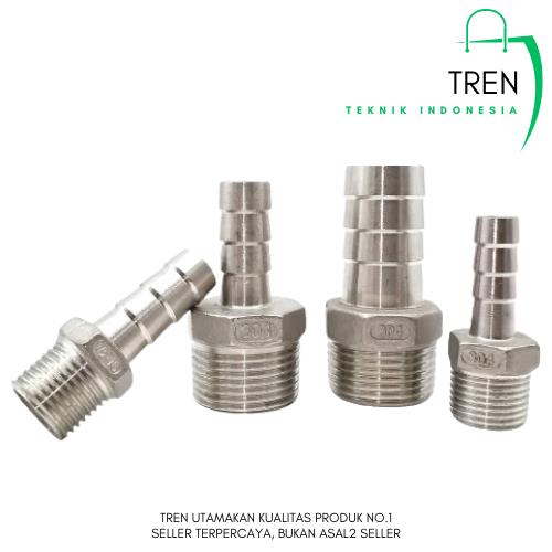 Jual 1/4" HOSE NIPPLE NEPEL KING SELANG STAINLESS SUS304 1/4" - Jakarta ...