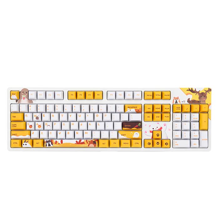 Jual SS AJAZZ 104 Keys Wired Mechanical Keyboard Cute Animals Pattern ...
