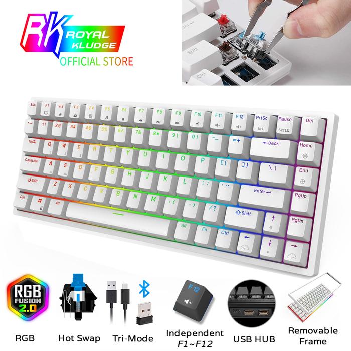 Jual Royal Kludge RK84/RKG68 Tri-Mode Mechanical Keyboard Wireless ...