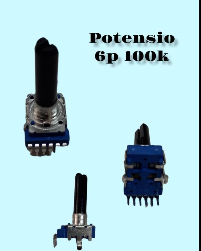 Jual Potensio Putar 100k 6 pin Tekuk Segi Biru 6 kaki 100 k B1 04 ...