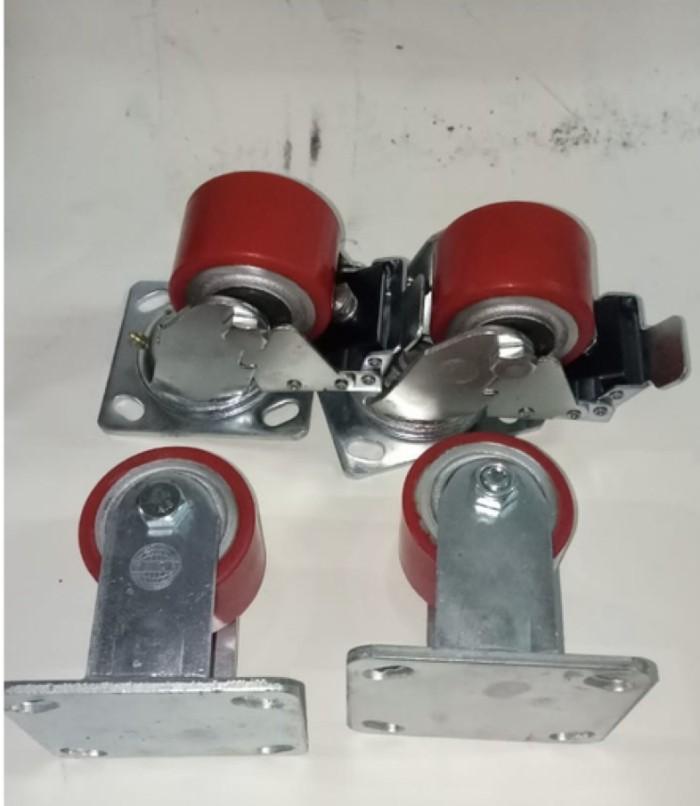 Jual roda polyurethane 3 inchi rem mati / brake rigid Heavyduty Best ...