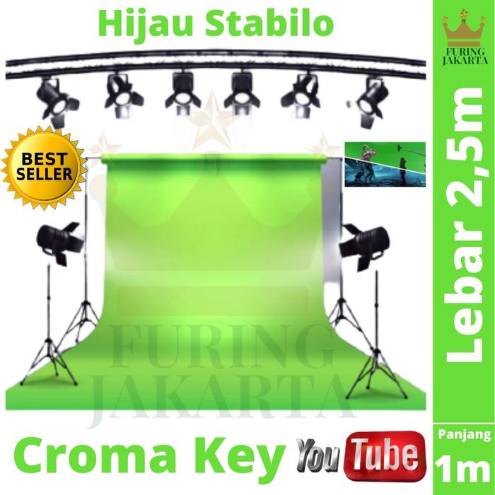 Jual 3M Croma Key Lebar 2,5M Youtuber Background Backdrop Zoom Green ...