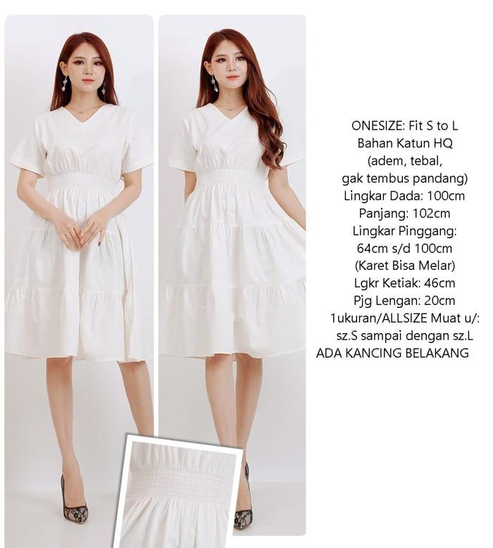 Jual Dress Midi Putih Gaun Remaja Polos Flare Baju Terusan Modern Katun ...
