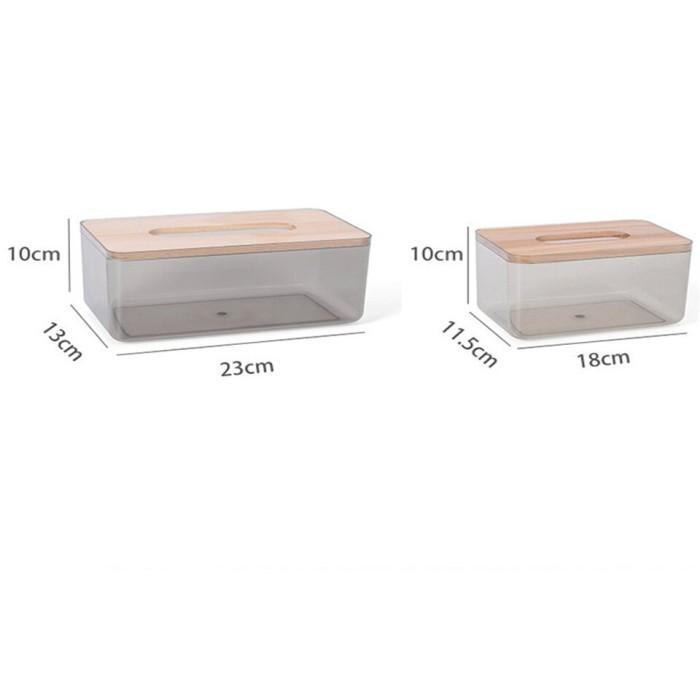 Jual Kotak Plastik Tempat Tisu Transparan Tutup Kayu Tissue Box ...
