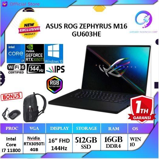Jual ASUS ROG ZEPHYRUS M16 GU603HE I7 11800 16GB 512SSD RTX3050Ti 4GB ...
