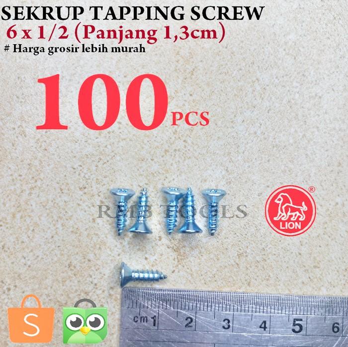 Jual Sekrup Tapping Screw FH 6 x 1/2 Panjang 1.3cm Kayu Tembok ...