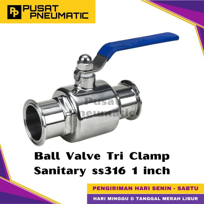 Jual 1" Ball Valve Sanitary Tri Clamp 2Pc Body Stainless 316 1 Inch ...