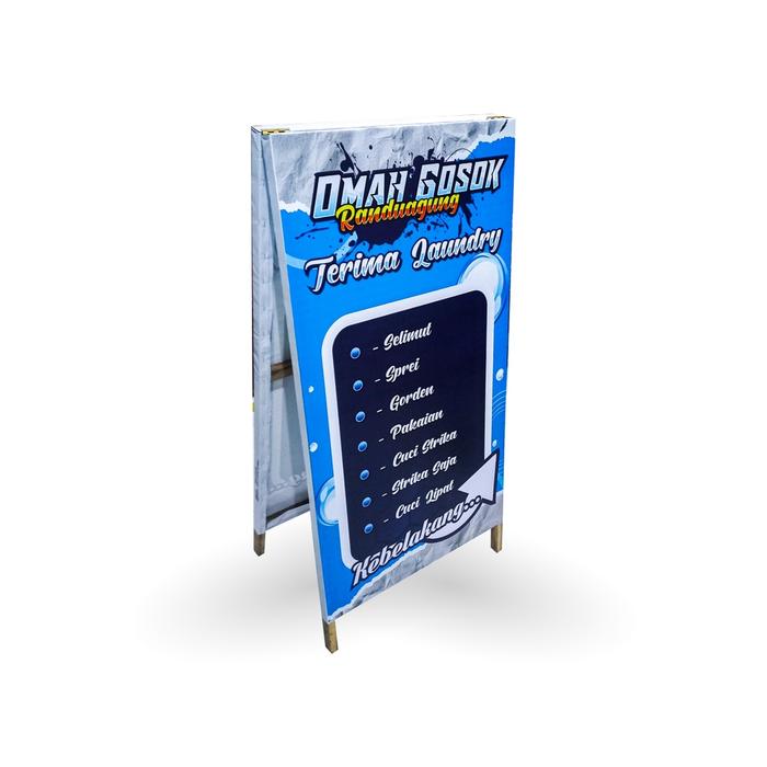 Jual Standing Banner Kayu Segitiga [Rangka Banner Terpasang] 2 sisi - L ...