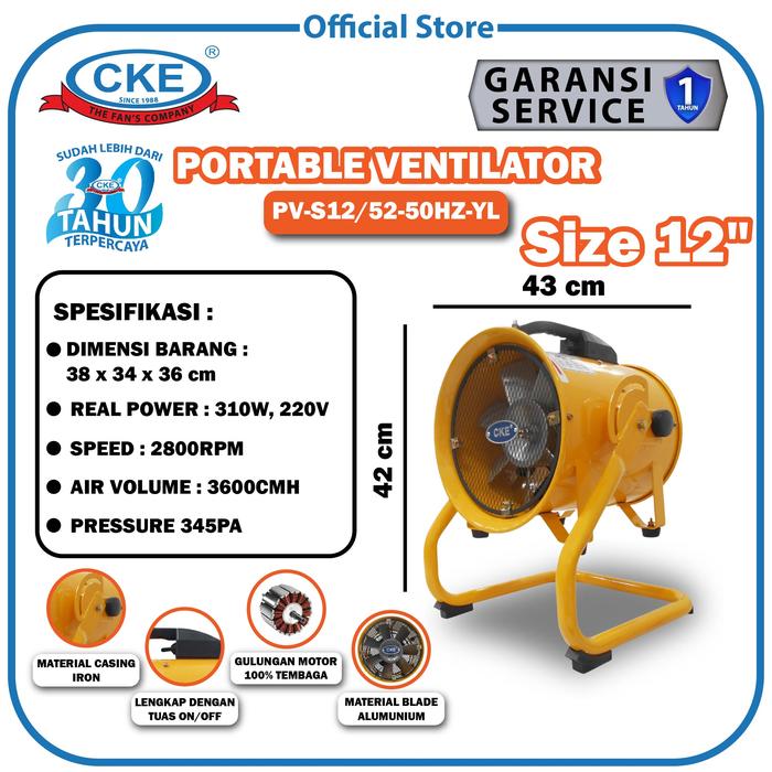 Promo Portable Ventilator CKE PV-S12 52-50HZ 12 Inch Blower Eksos ...