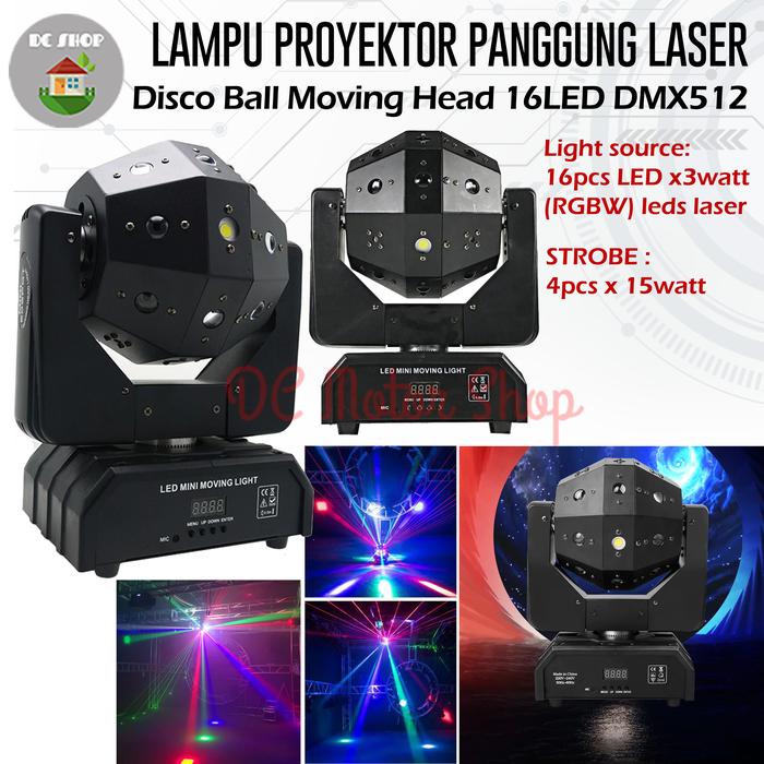 Jual Lampu Proyektor Panggung Laser Disco Ball Moving Head 16LED DMX512 - Jakarta Pusat - DC ...