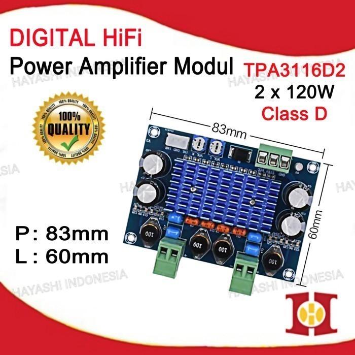 Jual Audio Amplifier Stereo HiFi 2 x 120W Class D TPA3116D2 - Kab ...