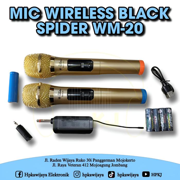 Jual MIC WIRELESS BLACK SPIDER WM - 20 MICROPHONE BLACK SPIDER WM-20 ...