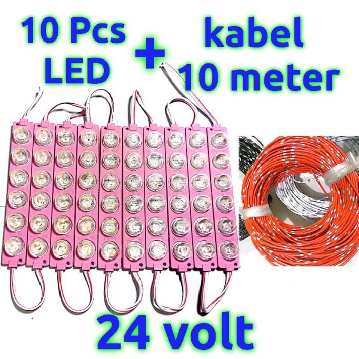 Jual 10 pcs Lampu LED 6 mata 24 volt dan kabel bintik 10 meter Led bak ...