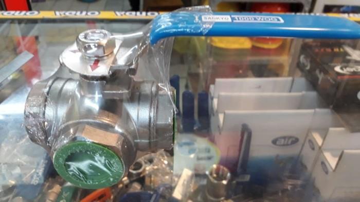 Jual Ball Valve Sankyo 1/2 inch 3 way T Port - stop kran 3 arah Best ...