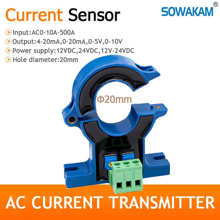 Jual AC Current Transmitter AC0-10A-500A Current Sensing 4-20mA 0-20mA ...