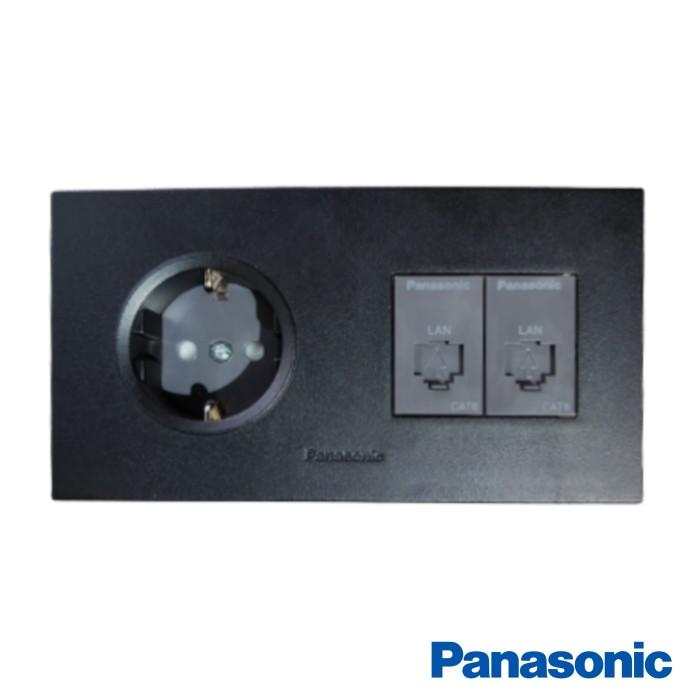 Jual PANASONIC Stop Kontak Hitam + Double Outlet LAN Data CAT6 ...