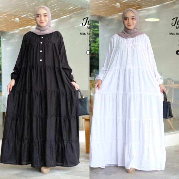Jual ⚜ Baju gamis polos jumbo LD 130+ busui rayon adem murah hitam ...