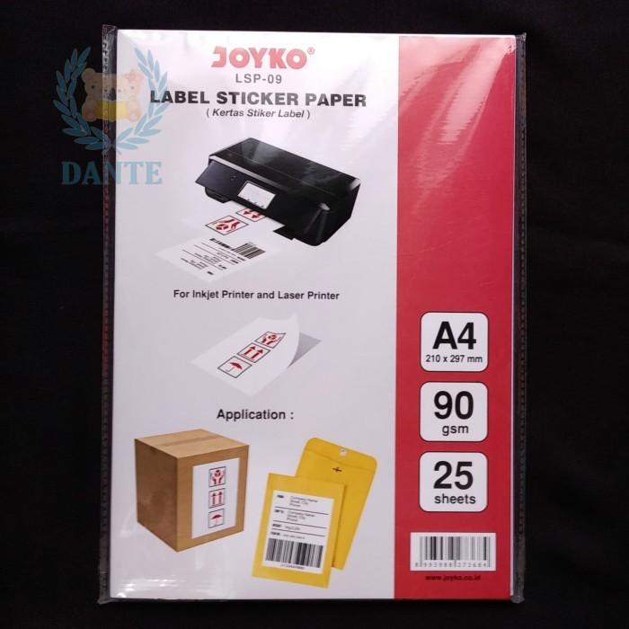 Jual 🔆 Label Sticker Paper JOYKO A4 LSP-09 Kertas Stiker Label - 1 Pak ...