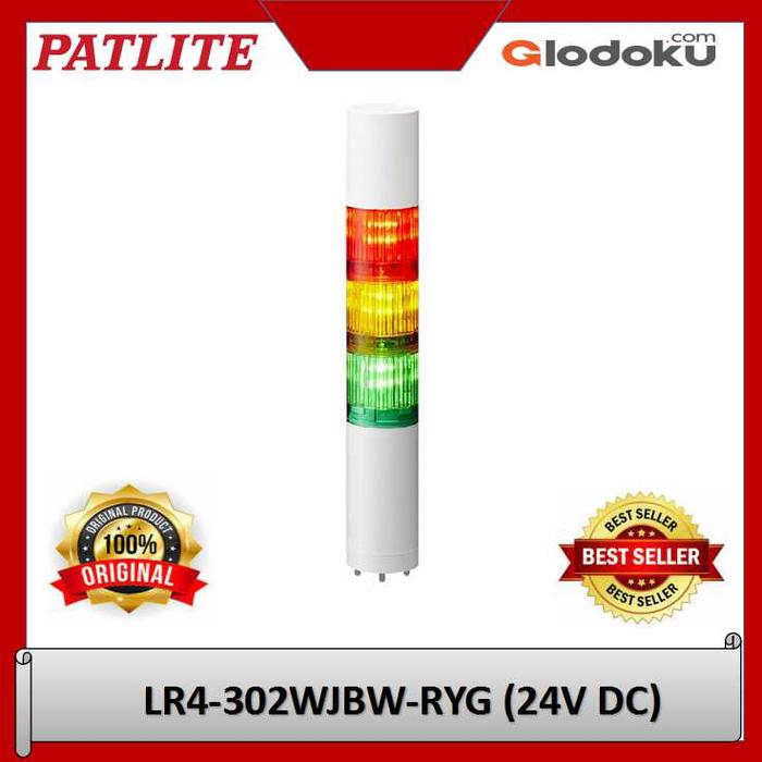 Jual PATLITE SIGNAL TOWER LR4-302WJBW-RYG (24V DC), WITH BUZZER ...