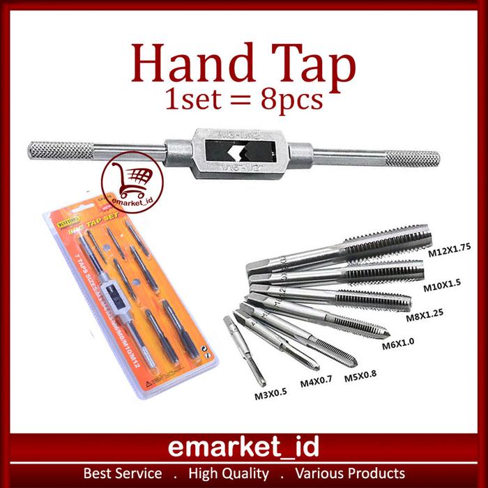 Jual Hand Tap Set 8pcs / Handtap Senai Drat / Snai Derat Ulir Baut ...
