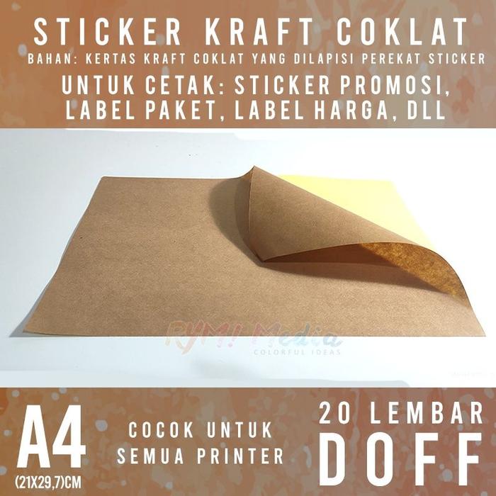 Jual Stiker KRAFT A4 isi 20 Lembar / Kertas Sticker Samson Coklat 160 ...