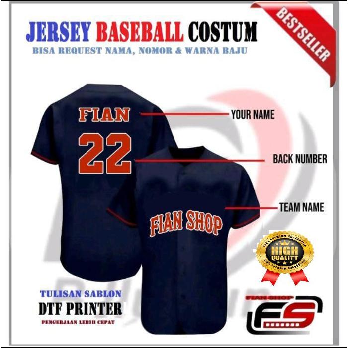 Jual BAJU JERSEY BASEBALL FREE CUSTOM bisa REQUEST NAMA, NOMOR,LOGO ...