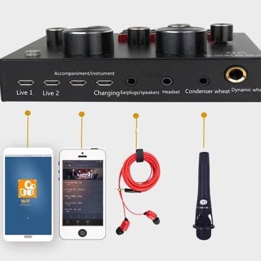 Jual Sound Card V8 Mixer External Singing Live Audio Bluetooth ...