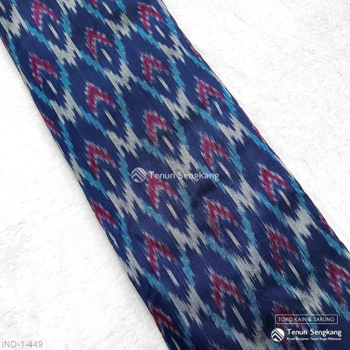 Jual Kain Tenun Ikat Sutra Bugis Makassar Biru - Tenun Sengkang IND-1 ...