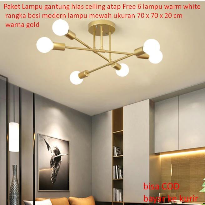 Jual Paket Lampu gantung hias ceiling atap Free 6 lampu warm white ...