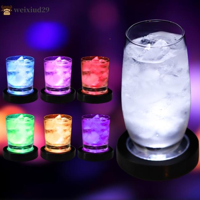 Jual Led Light Coaster Bar KTV Cocktail Mat Round Shaped Colorful Alas ...