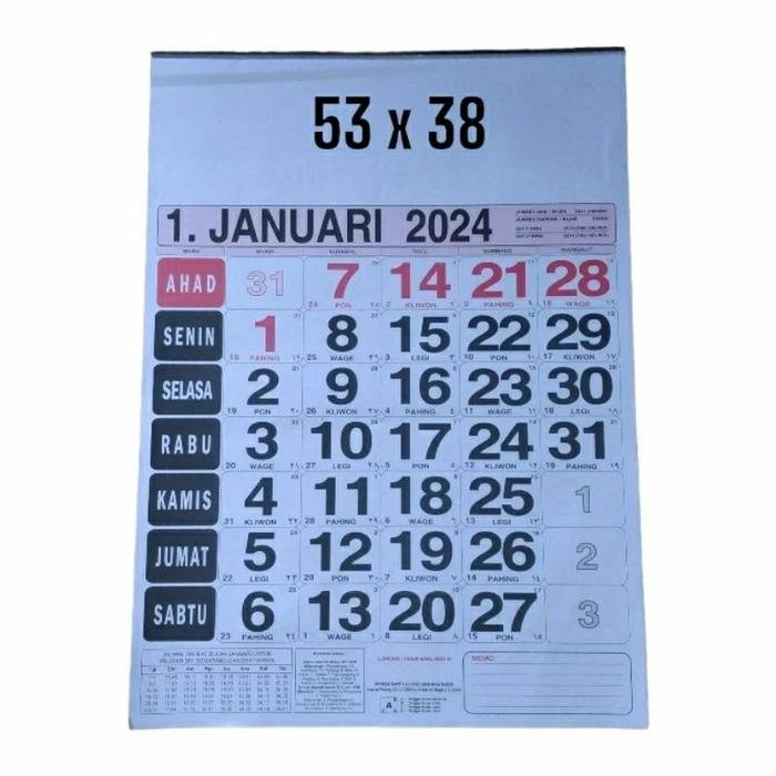 Jual Kalender Almanak Dinding 2024 Besar Isi 12 Lembar Ukur 38x53 Cm ...