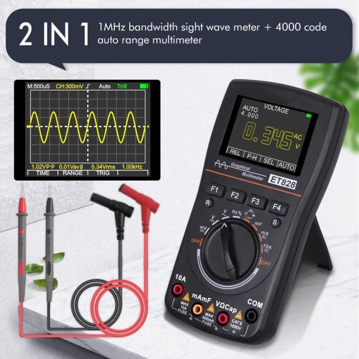Jual ET828 Digital Oscilloscope Multimeter Waveform 2 in 1 Multi Meter ...