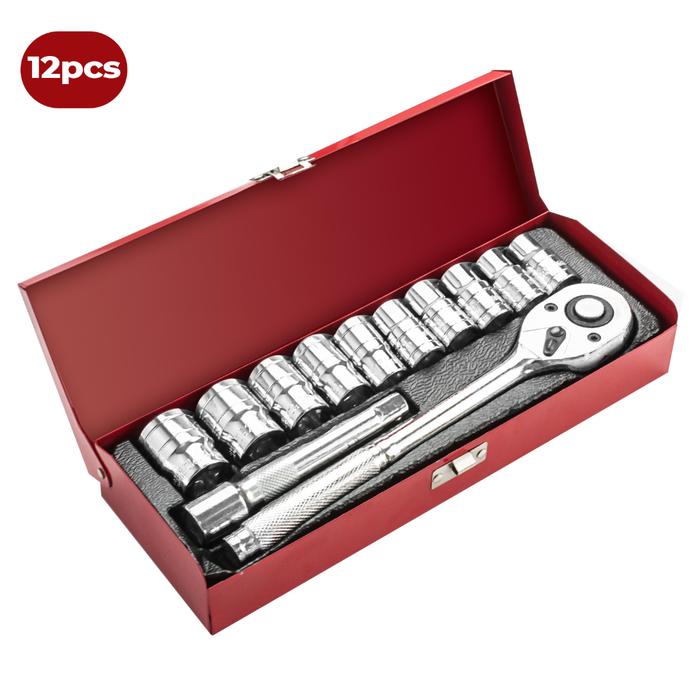 Jual Suksestech Obeng Kunci Socket Set 12 Pcs Socket 8 - 24mm Ratchet ...