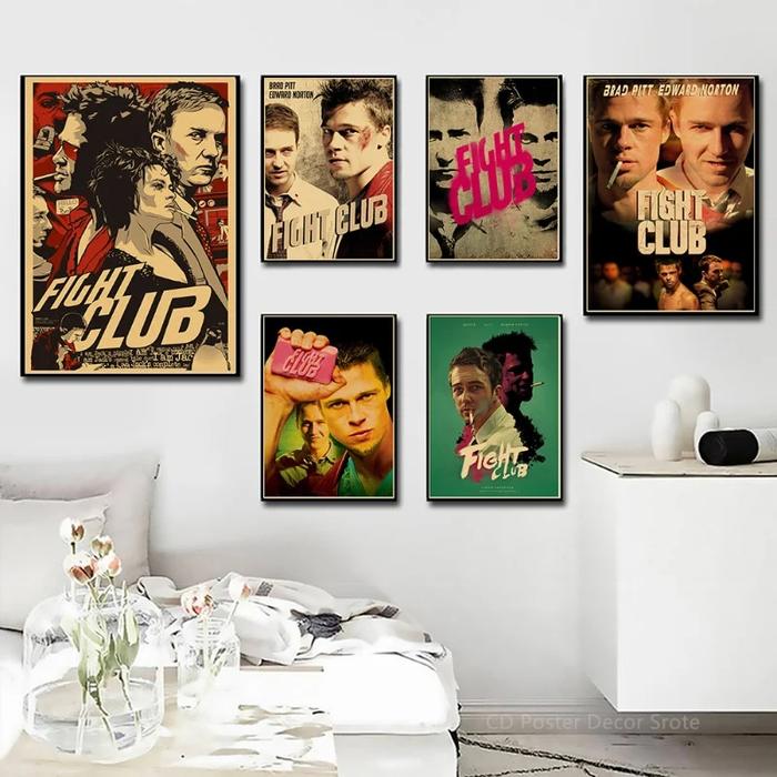 Jual Fight Club Movie Posters Brad Pitt Film Kraft Paper Prints Posters ...