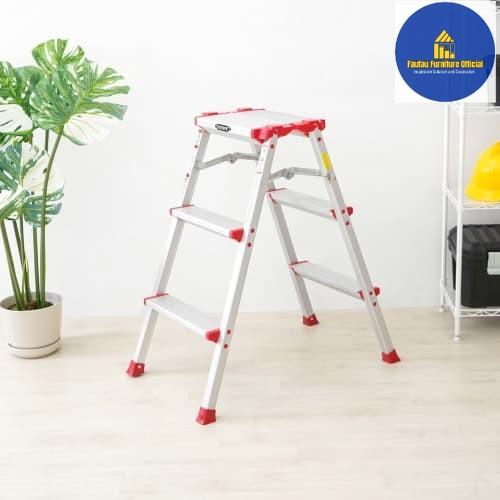 Jual Tangga Lipat Aluminium Ladder Slim 3 Step Kuat & Ringan - Merah ...