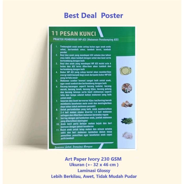 Jual Poster ASI | Poster 11 Pesan Kunci MP ASI | Poster Ibu dan Bayi ...