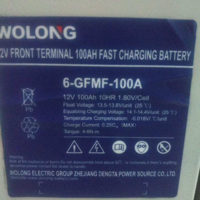 Jual battery vrla 12v 100ah wolong 2nd good battery plts solar panel u ...