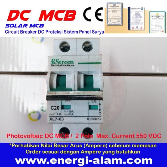 Jual DC Solar MCB Mini Circuit Breaker 20A 2P PV Panel Surya Max.550VDC ...