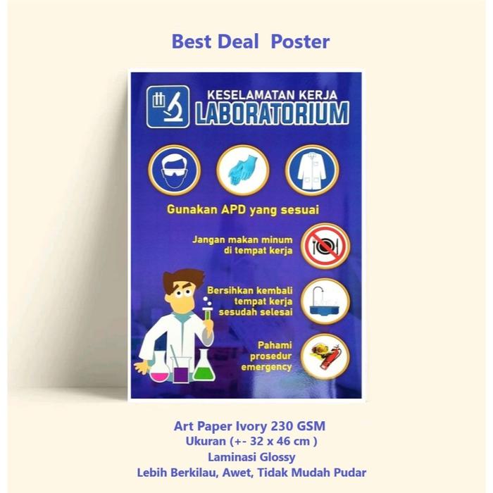 Jual Poster Keselamatan Kerja Laboratorium Biru | Poster Peraturan ...
