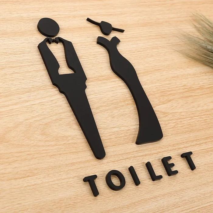 Jual Acrylic Modern Toilet Sign Bathroom Logo Washroom Signage Wc Door ...