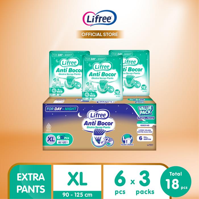 Promo Lifree Popok Dewasa Celana Ekstra Serap XL 18 E-Box - - Lifree Official | Tokopedia