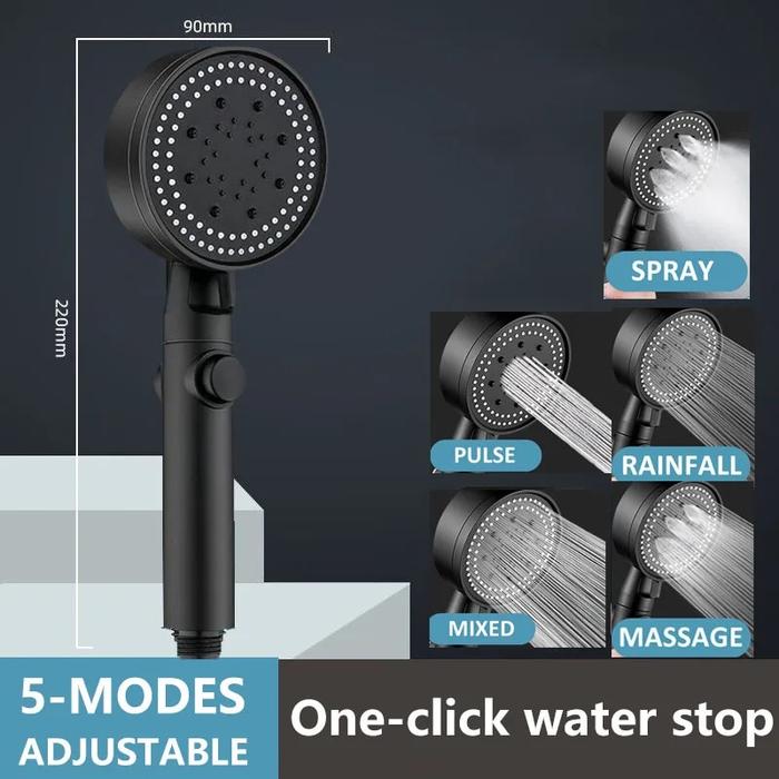 Jual A 5-Speed Ajustable High-Pressure Shower Head One-Key Stop Water ...