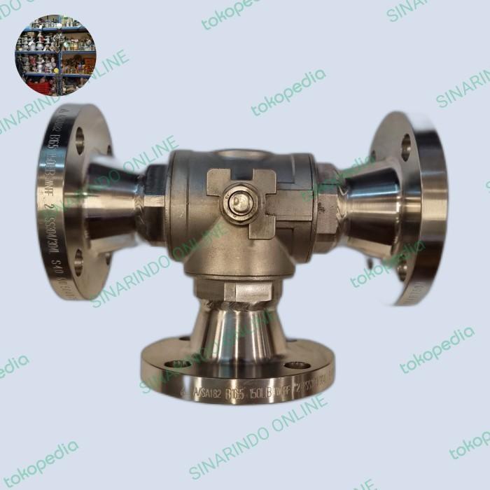Jual Three Way Ball Valve 3/4" inch Dn 20 Flange Ansi 150 Stainless Ss ...