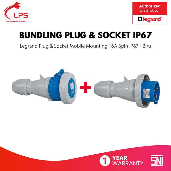 Promo Legrand Plug dan Socket Mobile Mounting P17 16A 3 pin IP67 Biru ...