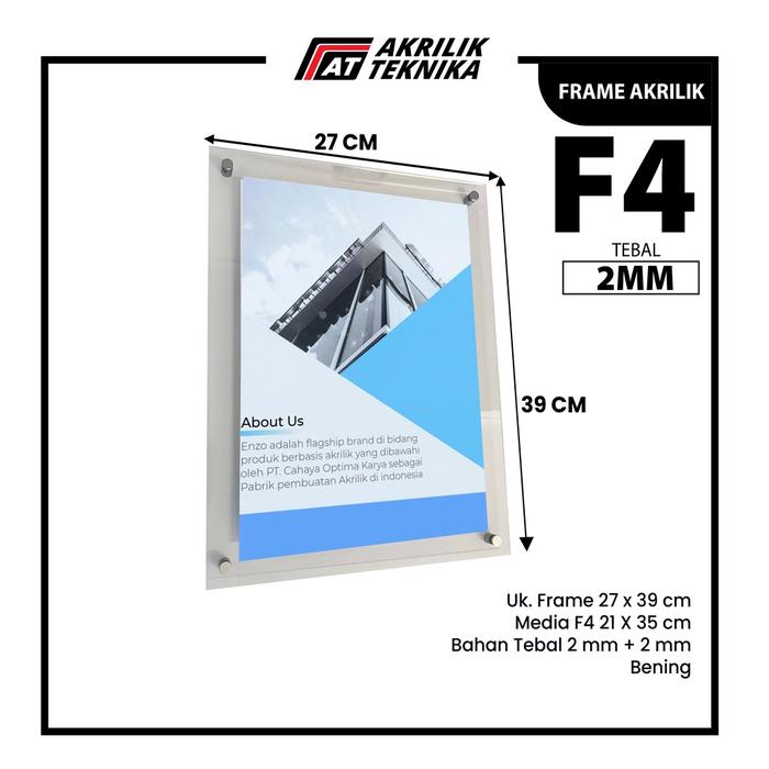 Jual Frame Bingkai Display Poster Akrilik Menu Dinding - Ukuran F4 ...
