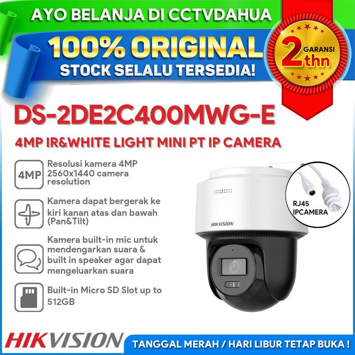 Promo HIKVISION DS-2DE2C400MWG-E 4MP 2-WAY IR WHITE LIGHT MINI PT IP CAMERA - Jakarta Utara ...