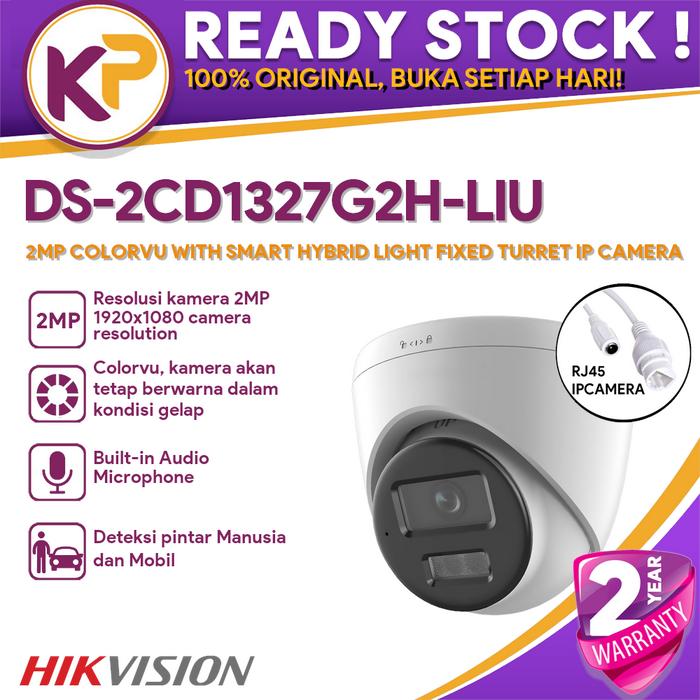 Promo HIKVISION DS-2CD1327G2H-LIU 2MP COLORVU HYBRID LIGHT TURRET IP CAMERA - 4MM - Jakarta ...
